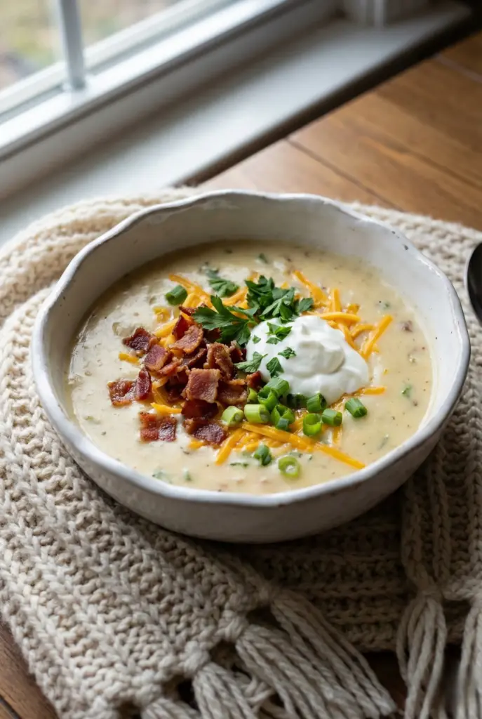 Creamy Loaded Baked Potato Soup with Crispy Toppings - Recipes Solutions